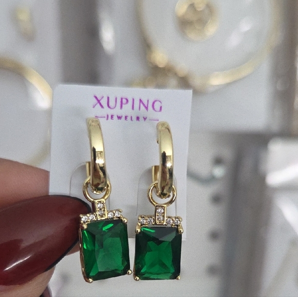 Ping | Jewelry | Ping Gold Earrings With Green Gemstones | Poshmark